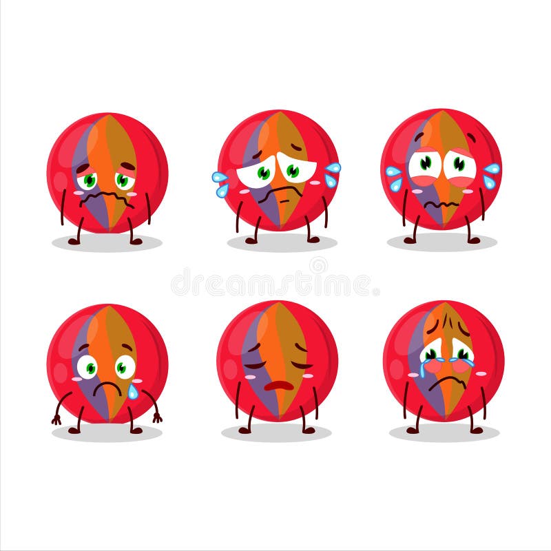 Red Marbles Cartoon Character with Sad Expression Stock Vector ...
