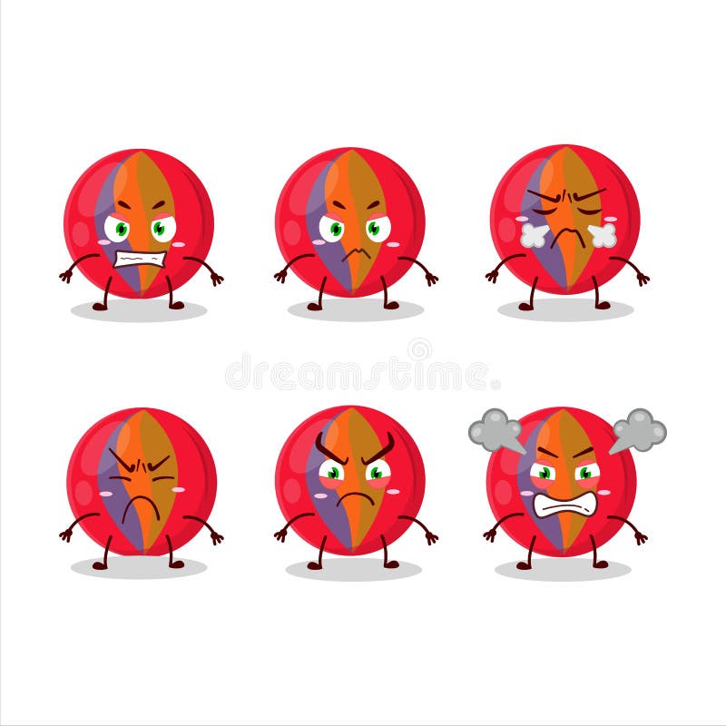 Red Marbles Cartoon Character with Various Angry Expressions Stock ...