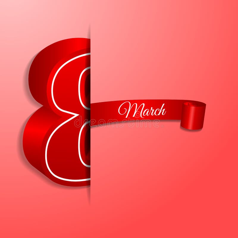 Red 8 March Woman Day Banner Illustration Eps 10 Stock Vector ...