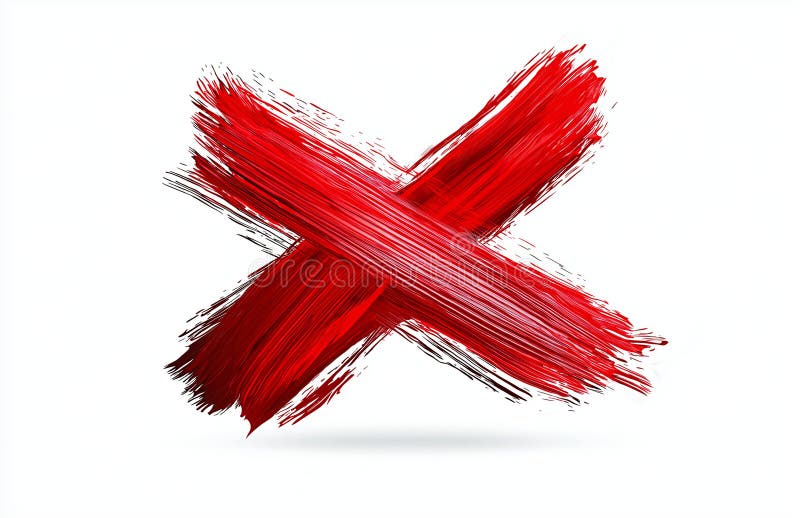 Red X Mark Drawn with Brush on White Background, Symbolizing Rejection ...