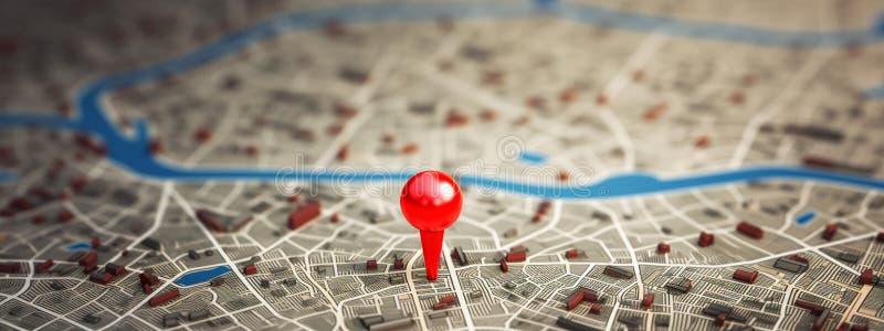 Red Mark on the Navigator Map Close-up Stock Image - Image of explore ...