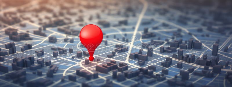 Red Mark on the Navigator Map Close-up Stock Photo - Image of city ...