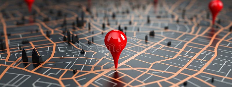 Red Mark on the Navigator Map Close-up Stock Photo - Image of marker ...