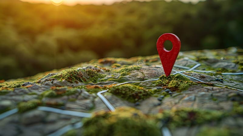 Red Marker on Digital Map. Generative AI Stock Illustration ...