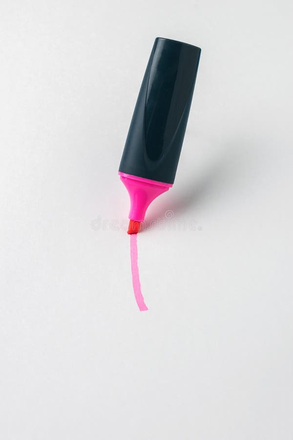 A Red Marker Drawing a Curved Red Line on a White Background Stock ...