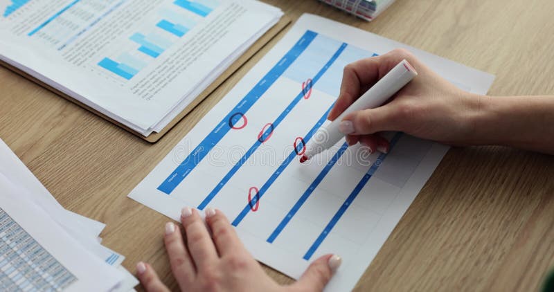 Red Marker Marks Completed Tasks on a Printed Schedule Stock Footage ...