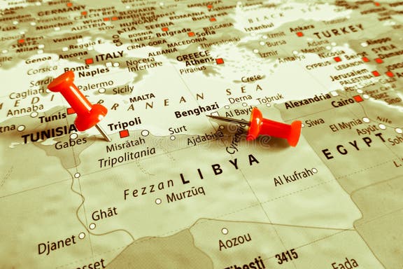 Red marker over Libya stock photo. Image of cartography - 118401070