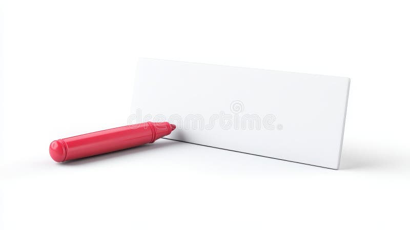 A Red Marker Pen Rests beside a Blank White Card Symbolizing Creativity ...
