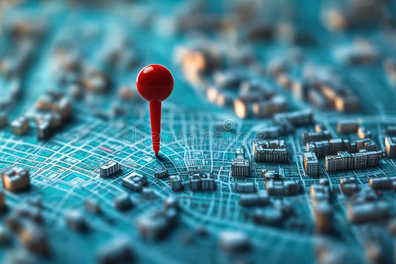 Red Marker Pin Highlights Location on Detailed City Map. Interactive ...