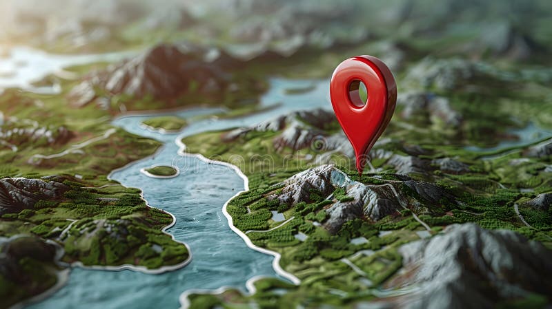 Red Marker Pinpointing Location on Map. Generative AI Stock ...