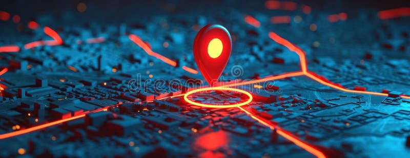 Red marker Shining on Map stock photo. Image of cities - 308923552