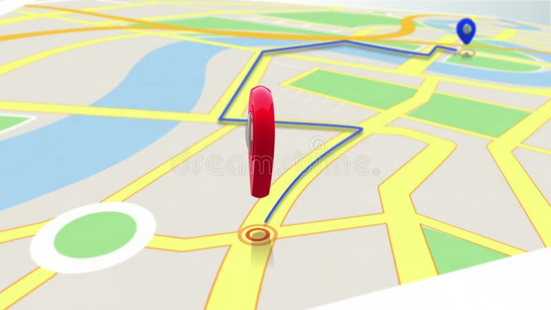 Red Marker Showing the Way on a Map of a Town Stock Video - Video of ...