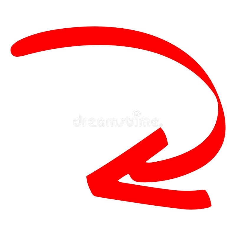 Red Marker Turn Arrow Symbol, Vector Handwritten Scribble Brush Element ...
