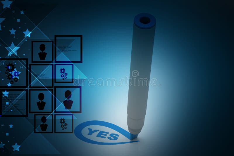 Red Marker Writing Yes Word Stock Illustration - Illustration of ...