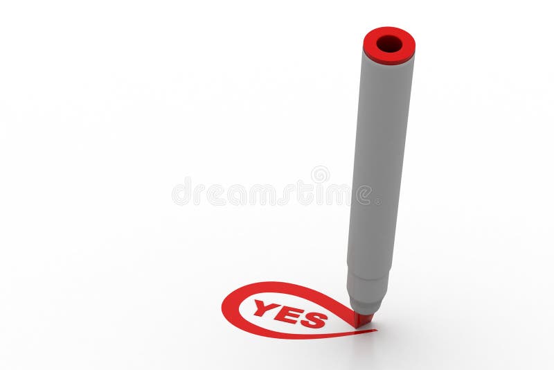 Red Marker Writing Yes Word Stock Illustration - Illustration of goal ...