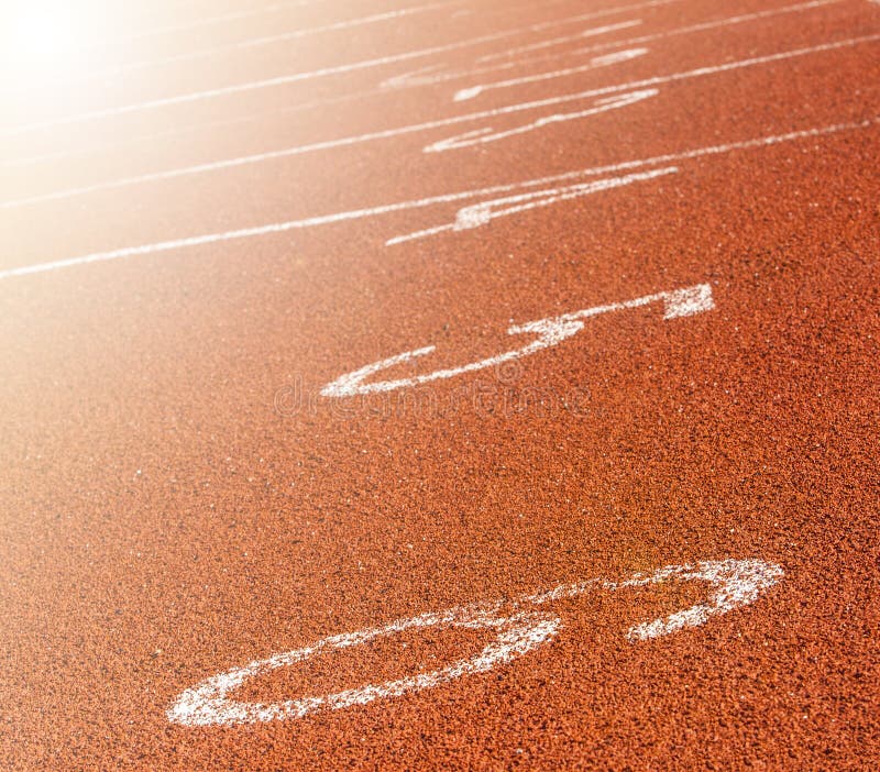 Red Markings on the Racetrack at the Stadium on Soft Sunlight Stock ...