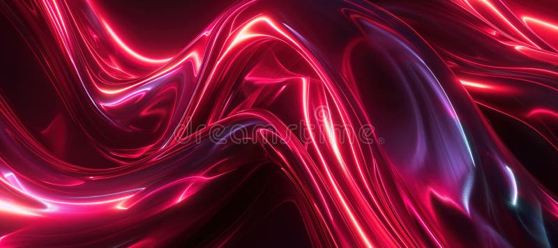 Red Maroon Chrome Metal Wave Background, Glow, Curve Stock Illustration ...