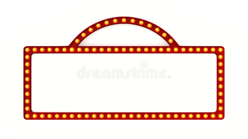 Red Marquee Light Board Sign Retro on White Background. 3d Rendering ...