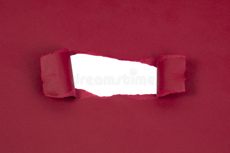 Red Marsala Paper Damaged Torn with White Hole Isolated Copyspace for ...