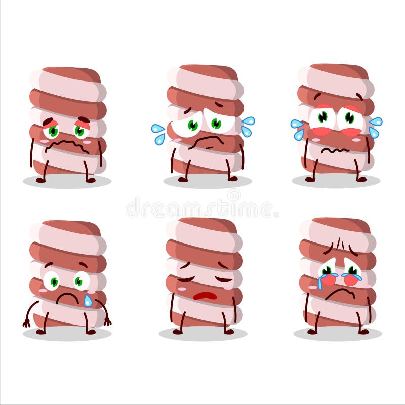 Red Marshmallow Twist Cartoon Character with Sad Expression Stock ...