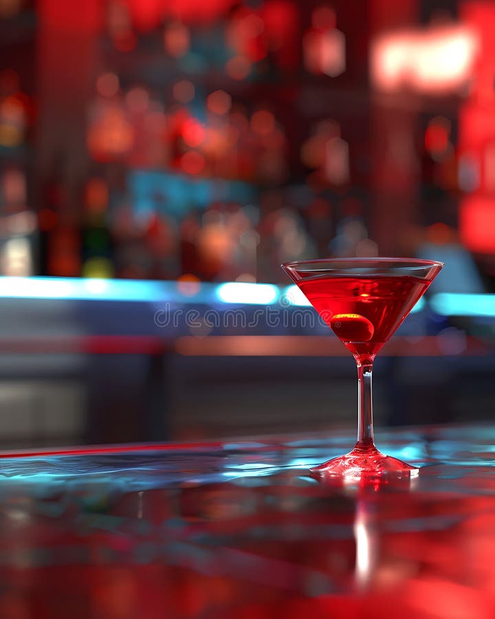 A Red Martini Cocktail on the Bar Counter Stock Illustration ...