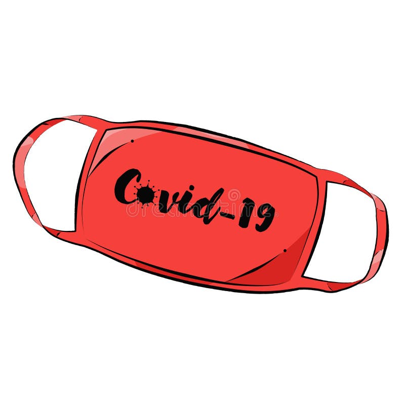 Color Illustration: Red Mask with a Black Virus. Stock Illustration ...