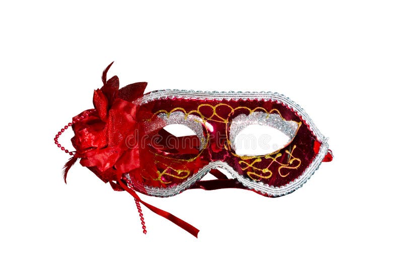 Red Carnival Mask with Confetti and Streamer Stock Photo - Image of ...