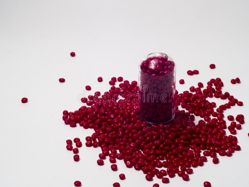 Red Masterbatch Granules Isolated on a White Background,this Polymer is ...