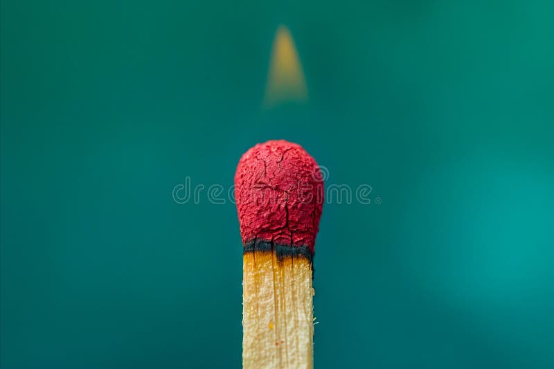 A Red Matchstick with a Blue Background Stock Image - Image of solid ...