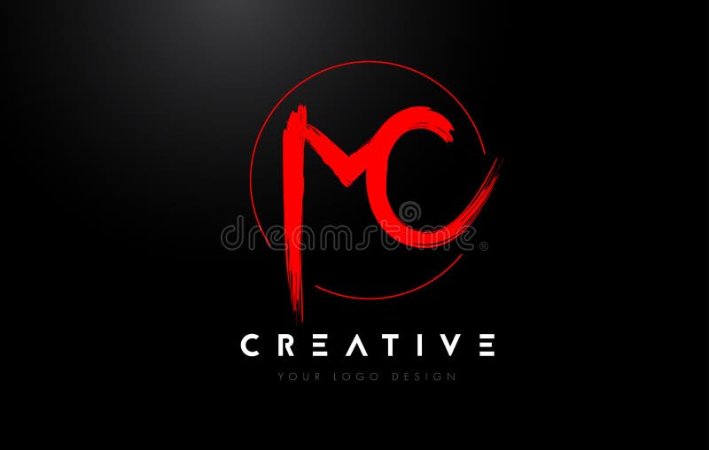 Red MC Brush Letter Logo Design. Artistic Handwritten Letters Logo ...