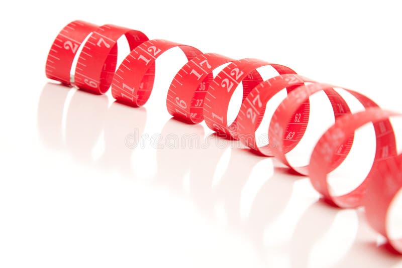 Red Measuring Tape on White Stock Image - Image of instrument, color ...