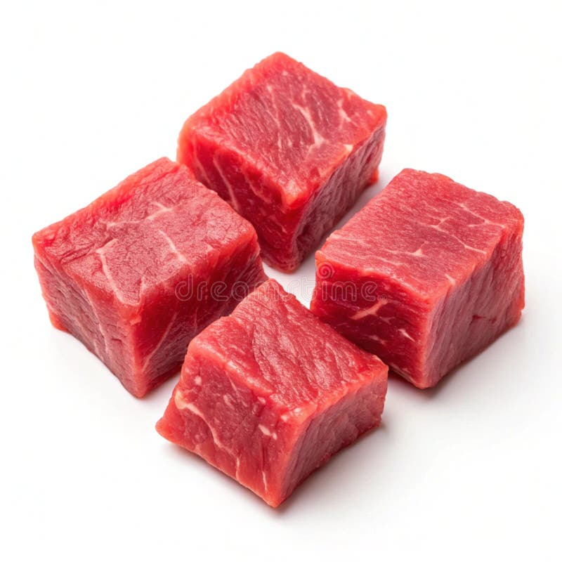 Red Meat Cubes Isolated on White Background Stock Illustration ...