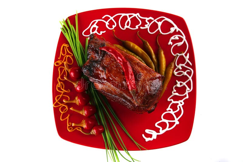 Red meat and peppers stock image. Image of fillet, lunch - 14527697