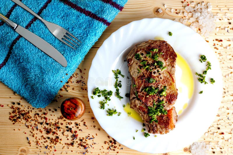 Red Meat in the Process of Cooking with Spices and Oil Stock Image ...