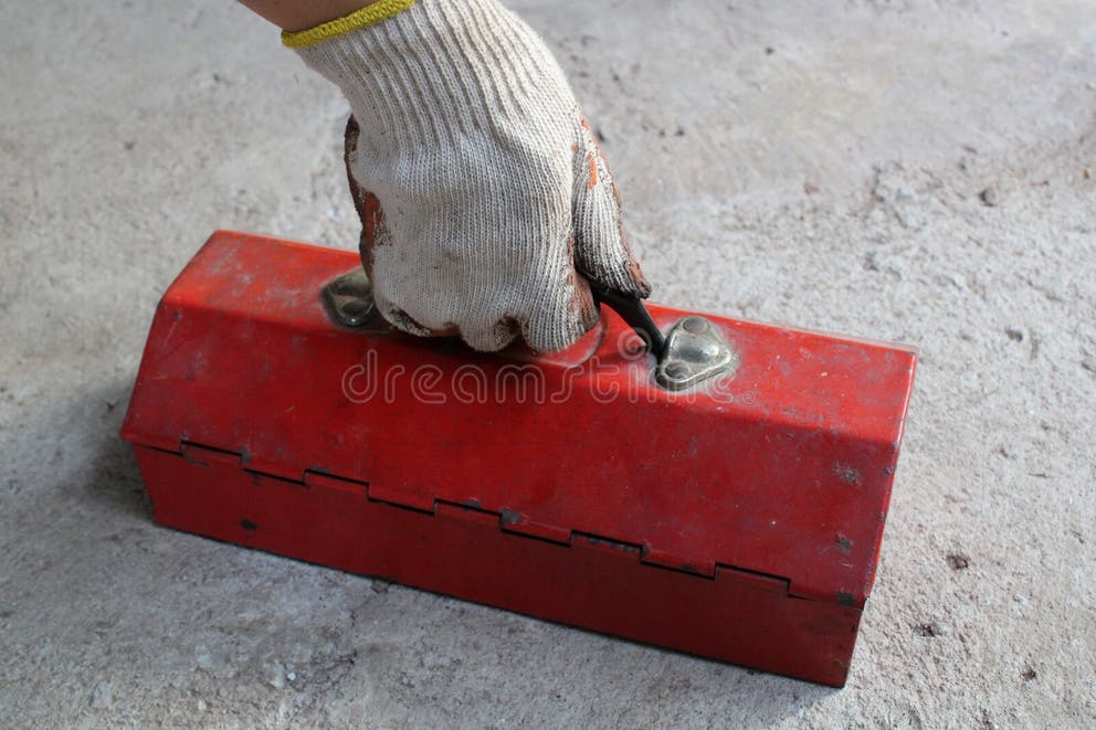 Red mechanic tool box stock photo. Image of object, improvement - 281366916