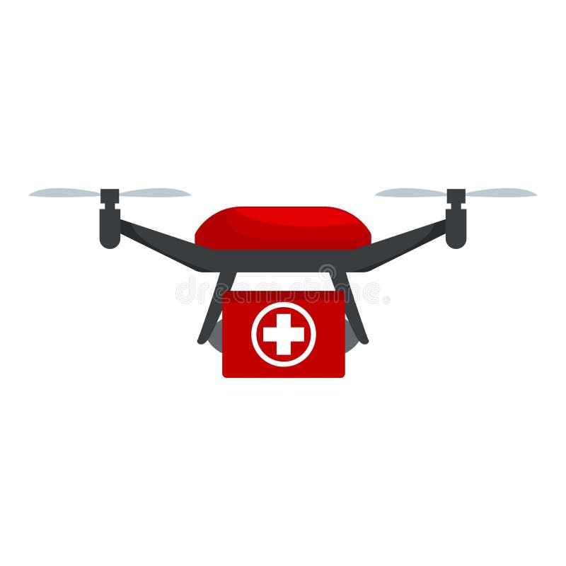Red Medical Drone Delivering First Aid Kit Stock Vector - Illustration ...