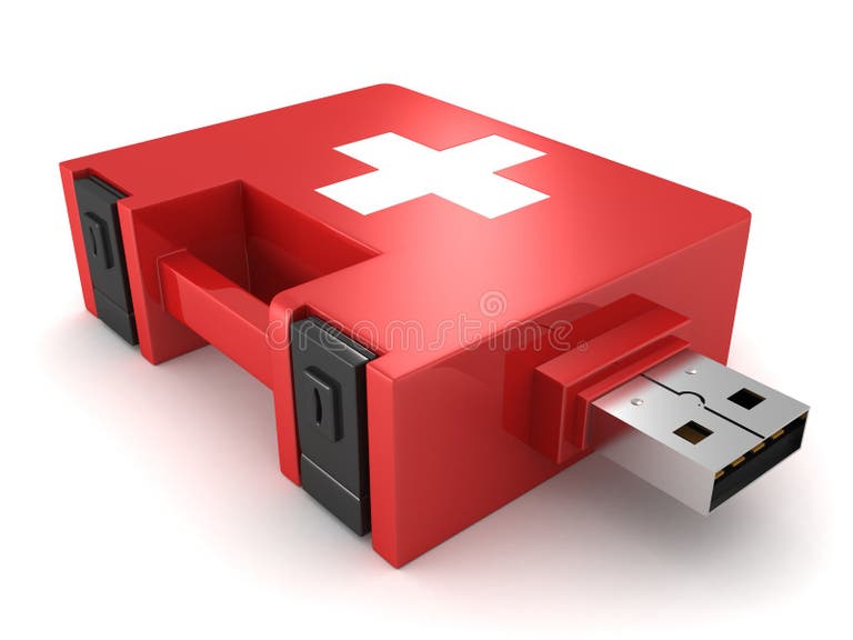 Red Medical Kit Concept Computer Help USB Drive Stock Illustration ...