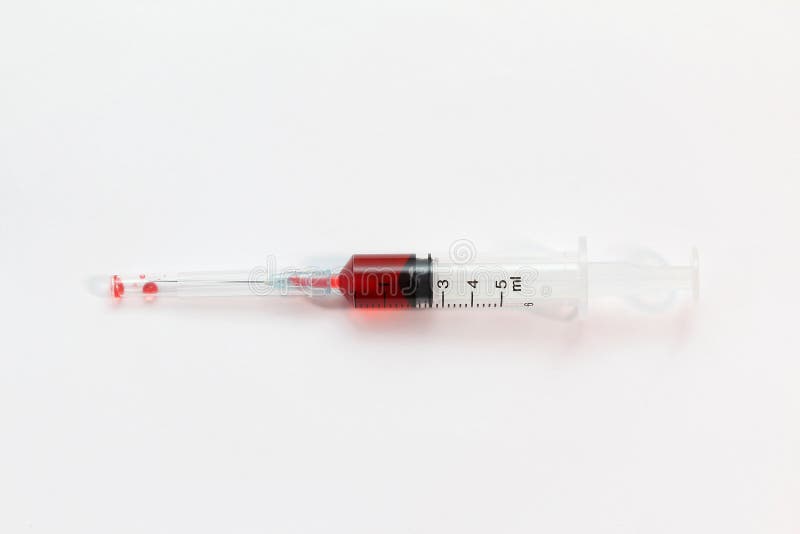 Red medicine syringe stock image. Image of plastic, needle - 70073433