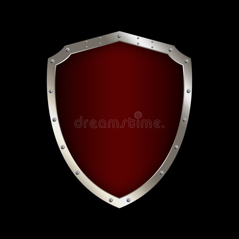 Red Shield with Chrome Riveted Border and Silver Ribbon. Stock ...