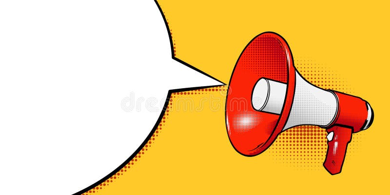 Megaphone with Blank Speech Bubble and Empty Copy Space for Text ...
