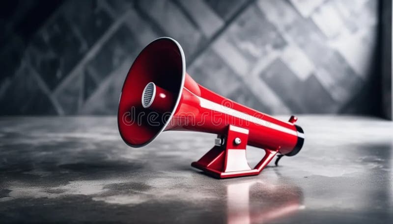 Red Megaphone on Concrete Background Stock Illustration - Illustration ...