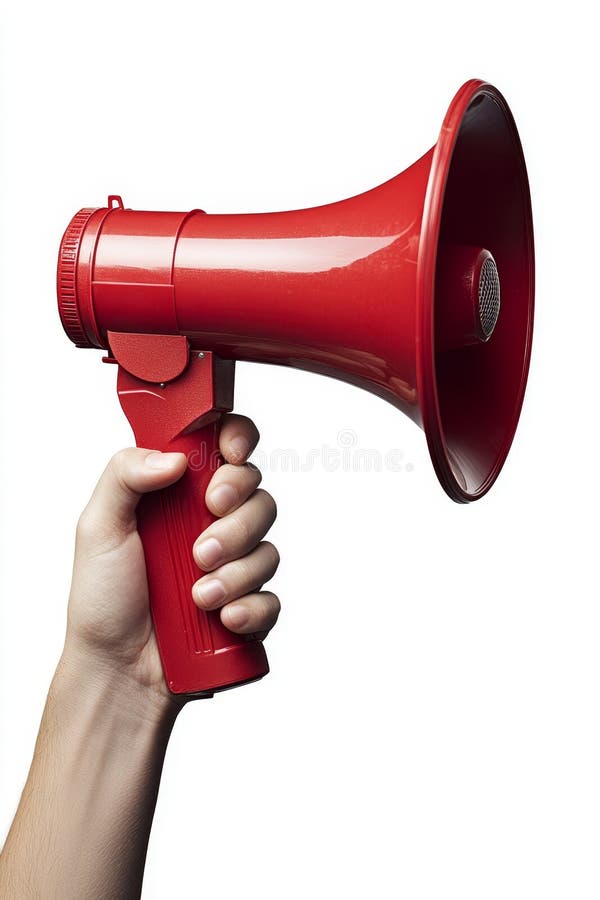 Hand with Red Megaphone, Transparent Background Stock Illustration ...