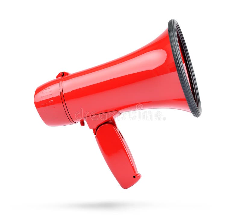 Red Megaphone Isolated on White Background. Stock Photo - Image of ...