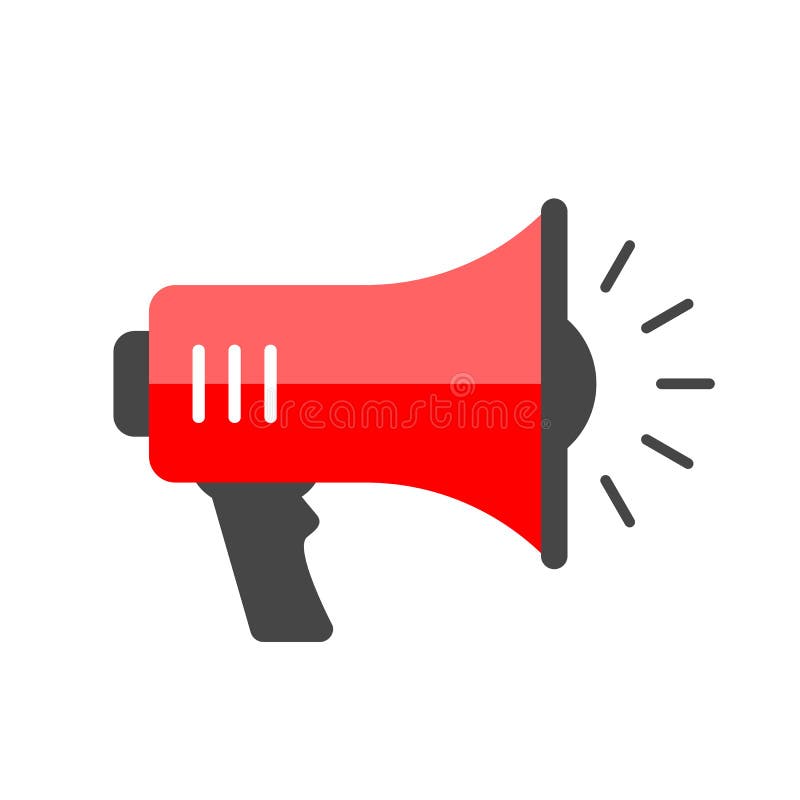 Red megaphone vector icon stock vector. Illustration of equipment ...