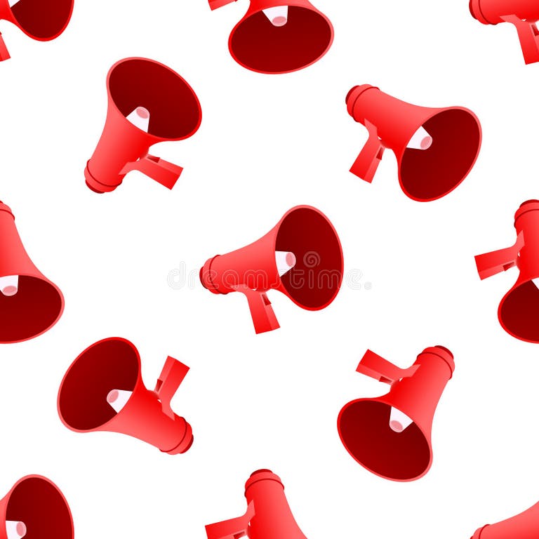 Red Megaphones Seamless Pattern Representing Communication and ...