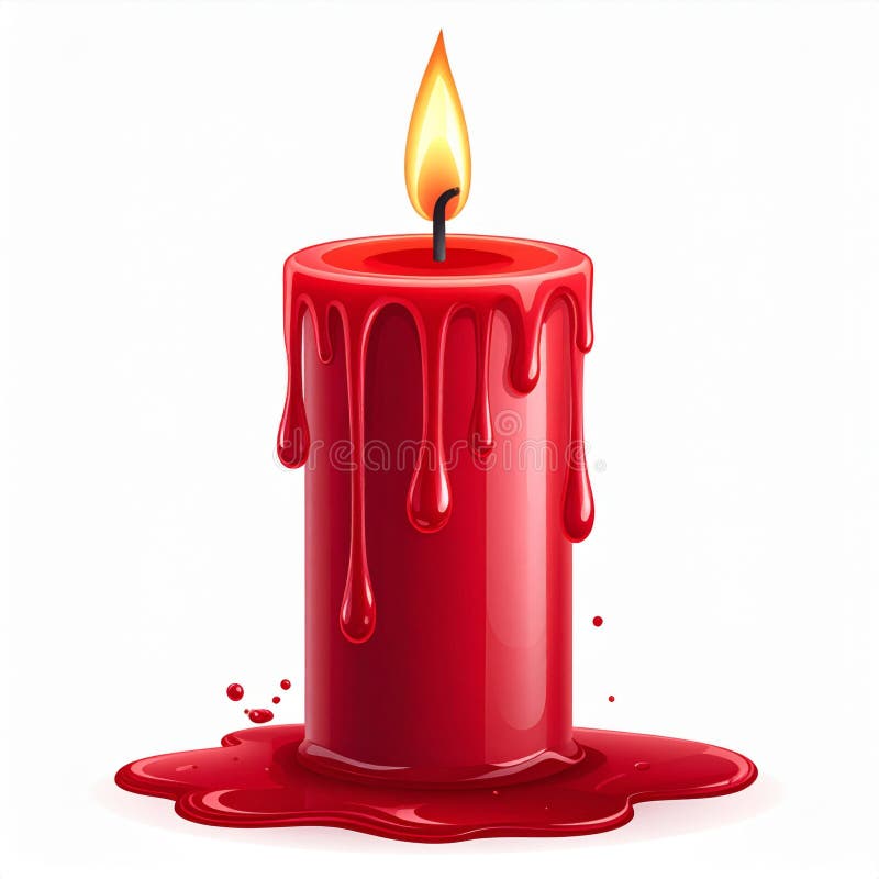 Red Melting Candle with Dripping Wax on White Background Stock ...