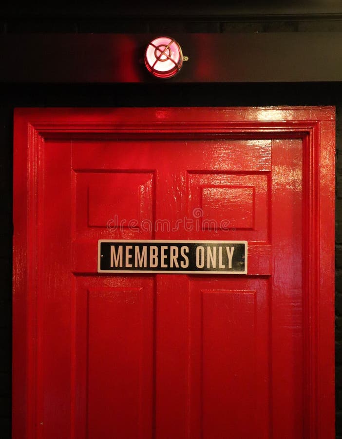 Red Members only Door and Light Stock Image - Image of number ...