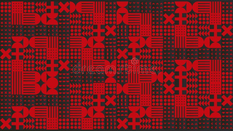 Red Memphis Geometric Background Design. Red Flat Shapes Composition ...