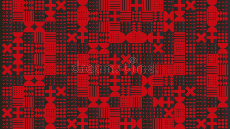 Red Memphis Geometric Background Design. Red Flat Shapes Composition ...
