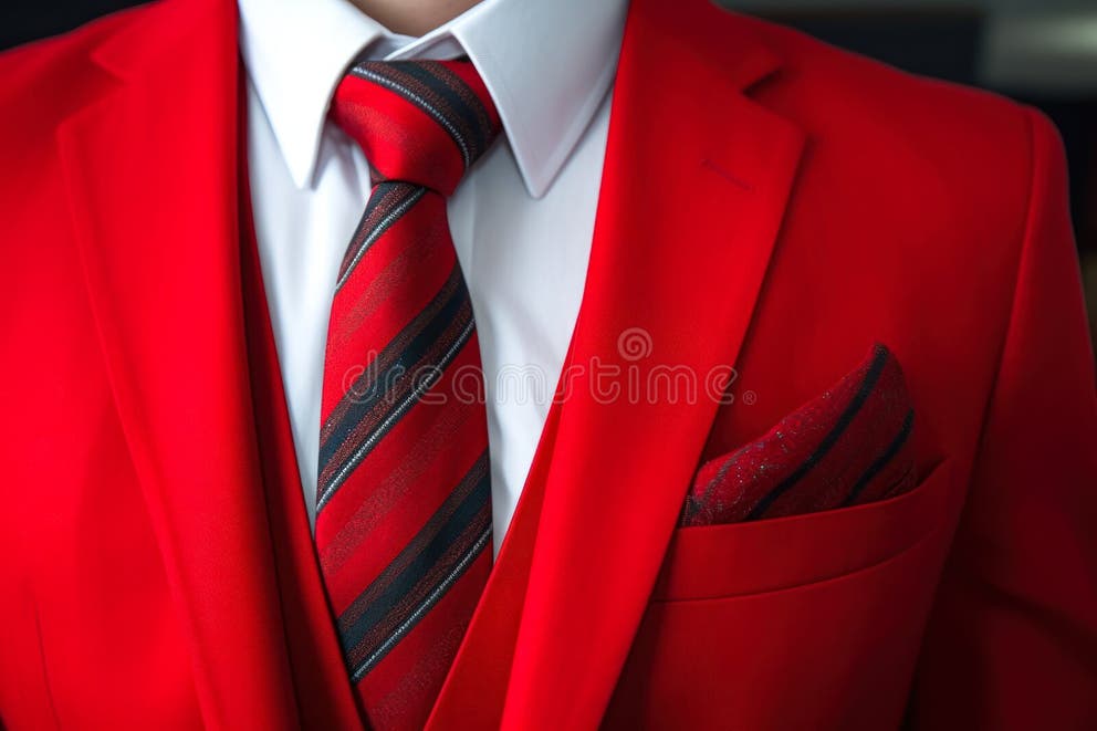 Red Men Suit with Tie Generative Ai Stock Illustration - Illustration ...